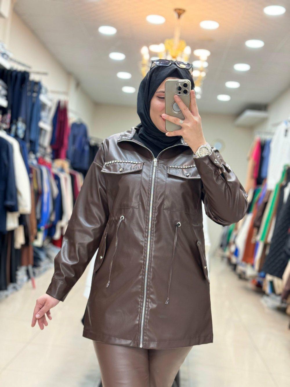 2947 CEBİ TAŞLI DERİ CEKET Kahverengi Modelleri En Uygun Fiyatlarla